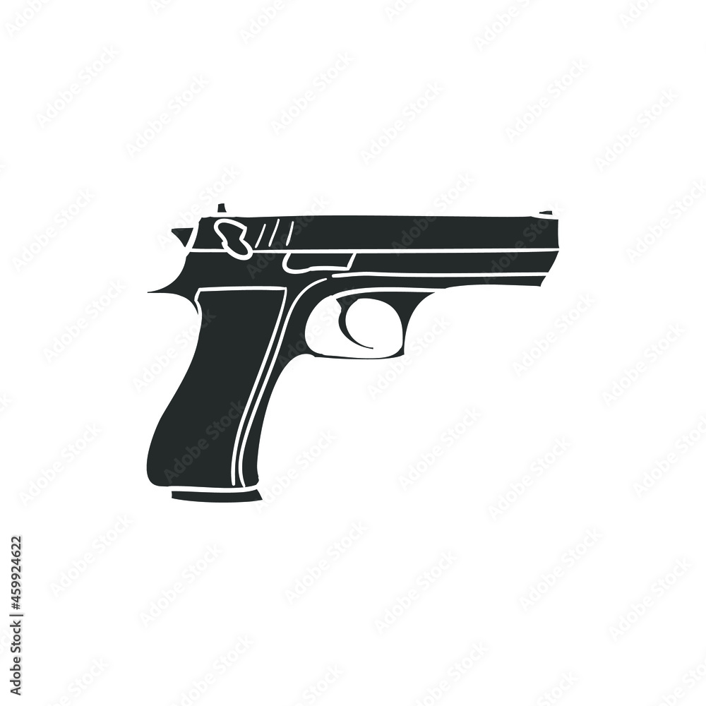 Gun 9mm Icon Silhouette Illustration. Weapon Vector Graphic Pictogram ...