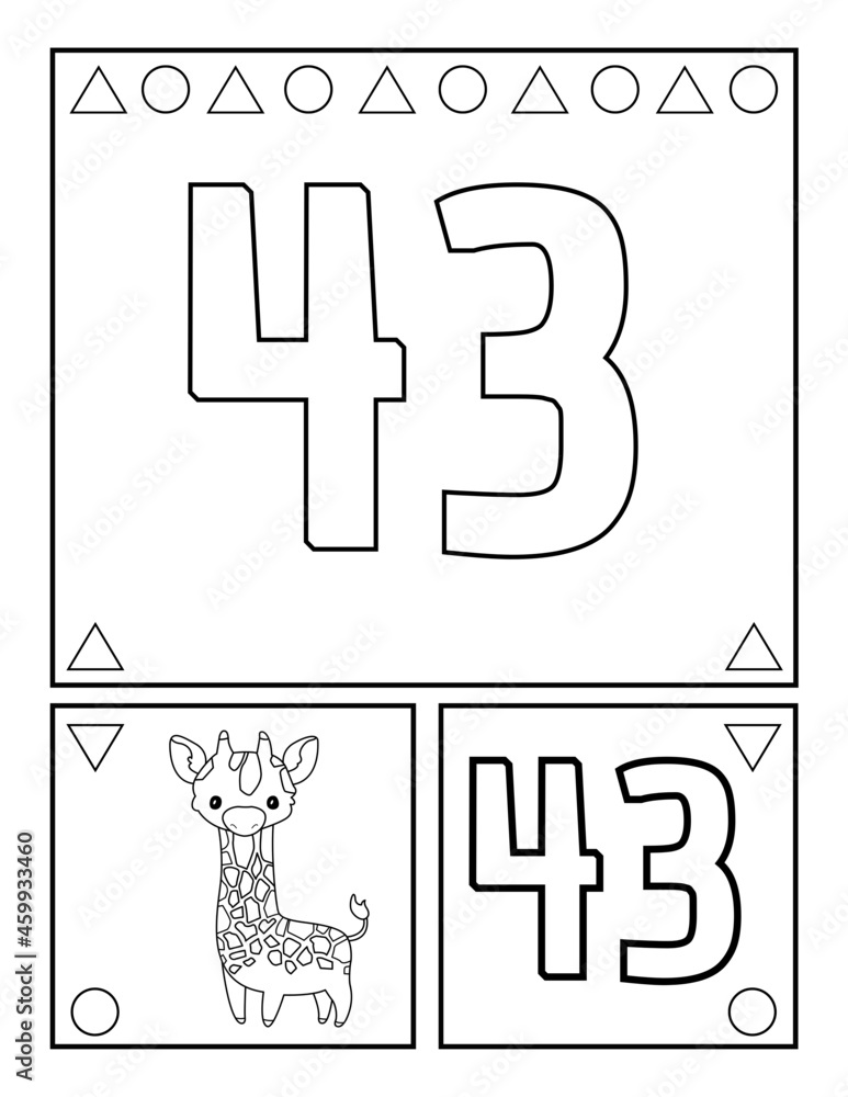 Number forty-three, numbers coloring book for toddlers, activities, For ...