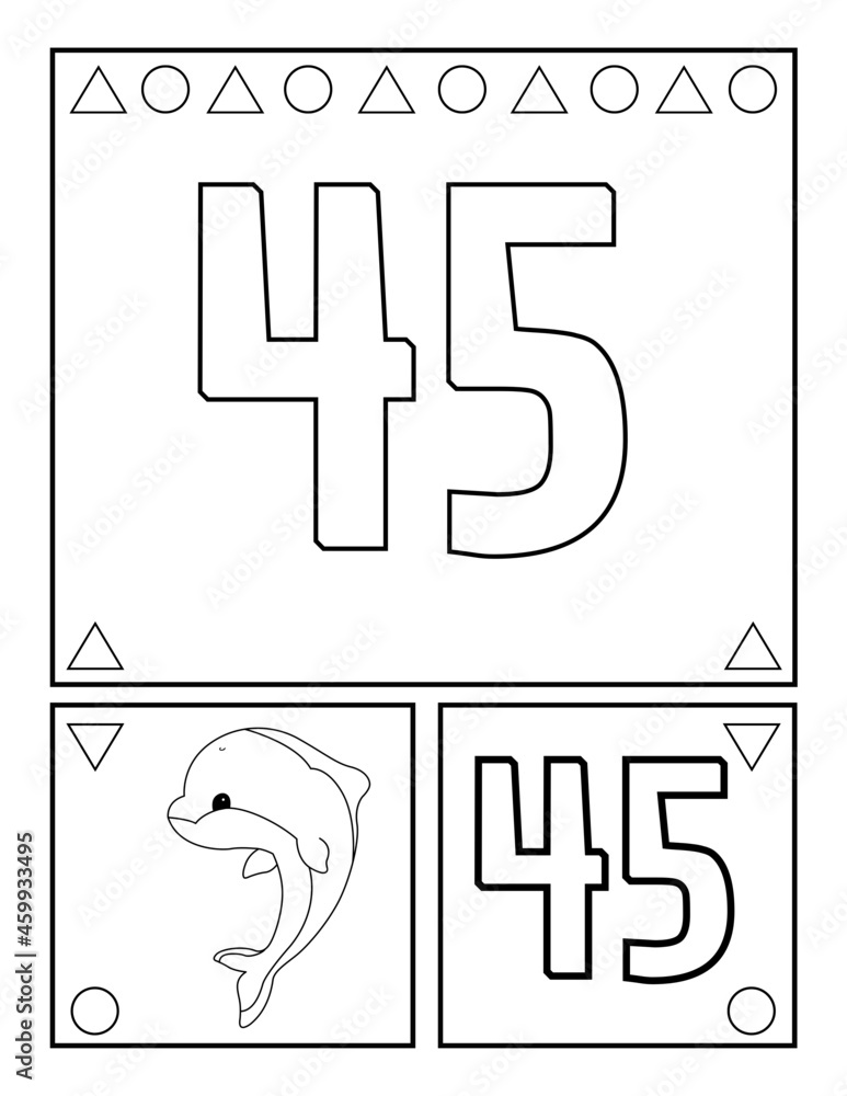 Number forty-five, numbers coloring book for toddlers, activities, For ...