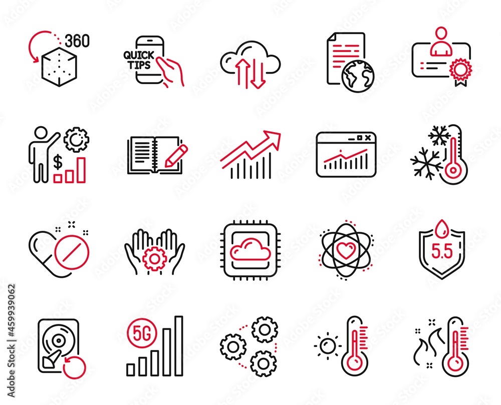 Vector Set of Science icons related to Cloud computing, Freezing and Education icons. Employee ...