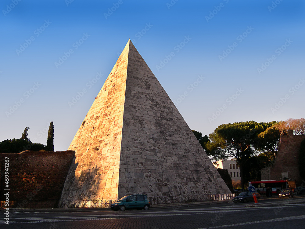 The Pyramid of Cestius is a Roman Era pyramid in Rome, Italy. It is ...