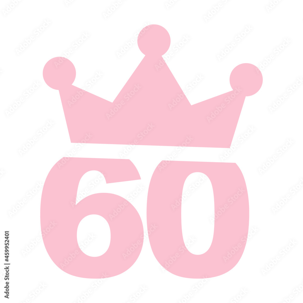 Vector illustration of 60th birthday party pink clip art icon - Number ...