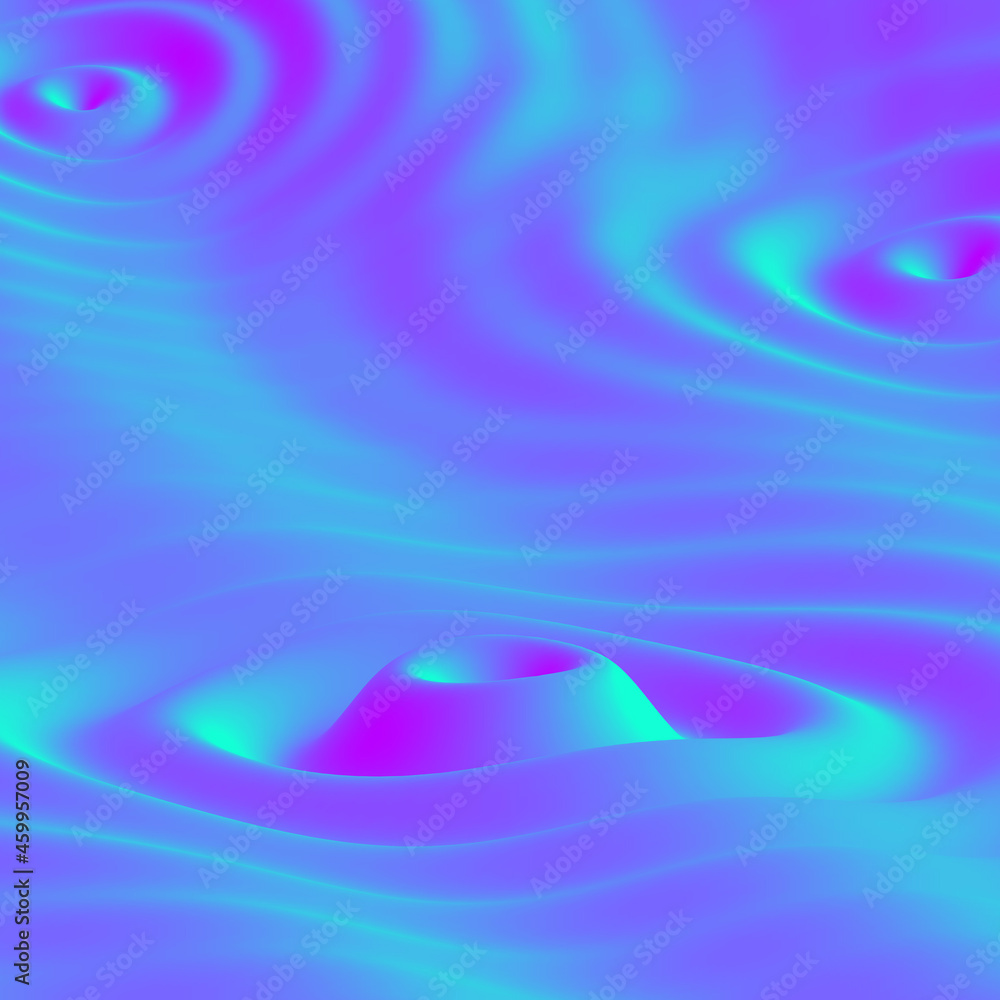 Circle waves on liquid surface. 3D blue soundwave: visualization of ...