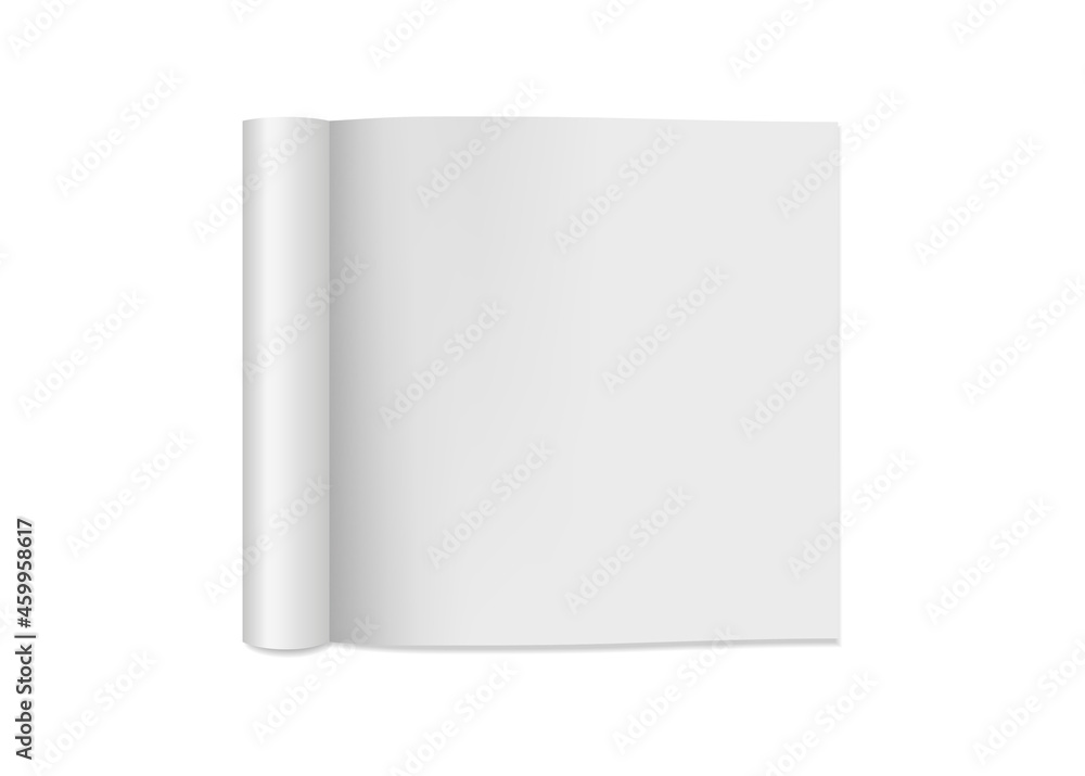 Vector realistic magazine with rolled page. Blank Magazine, catalog or ...
