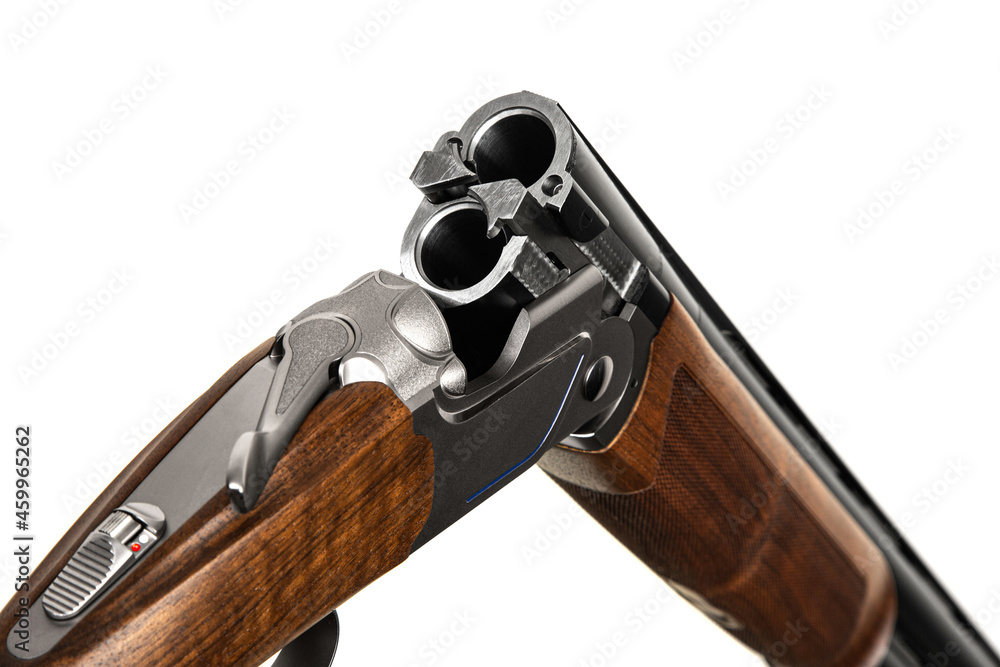 Hunting double-barrelled gun on a white background. Double Shotgun ...