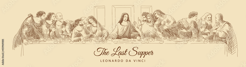 Sketch of the famous painting by Leonardo da Vinci 'The Last Supper ...