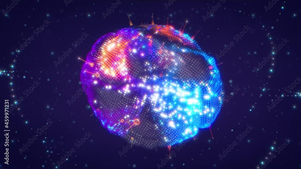 Artificial Intelligence concept animation. Big data analytics through ...