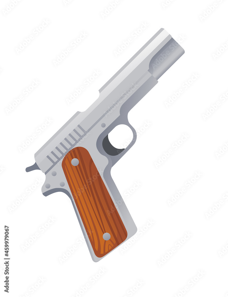 Modern handgun pistol Colt 1911 vector illustration on white background ...