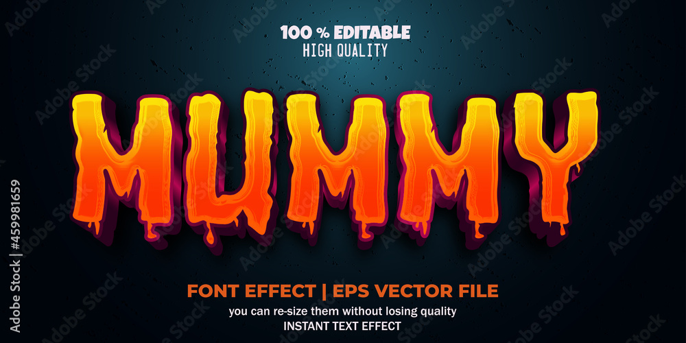 mummy text effect editable monster and scary text style Stock Vector ...