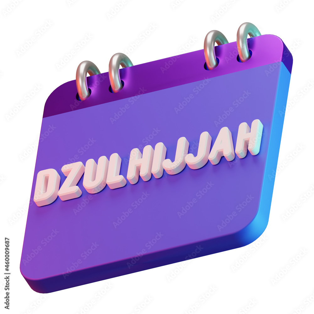 Dzulhijjah Hajj month, Hijriyah Islamic Calendar 3D Render Object Stock ...