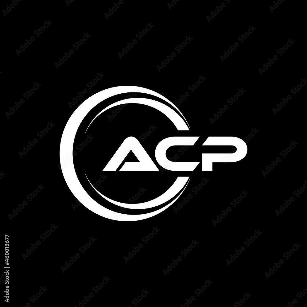 ACP letter logo design with black background in illustrator, vector ...