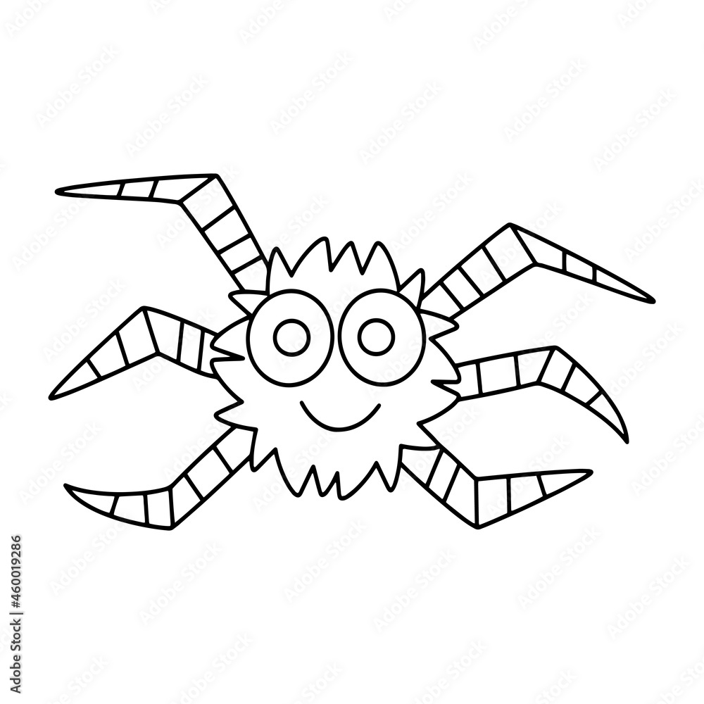 Little cute cartoon spider coloring page for kids vector illustration ...