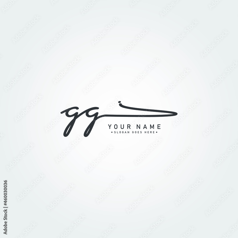 Initial Letter GG Logo - Handwritten Signature Logo Stock Vector ...