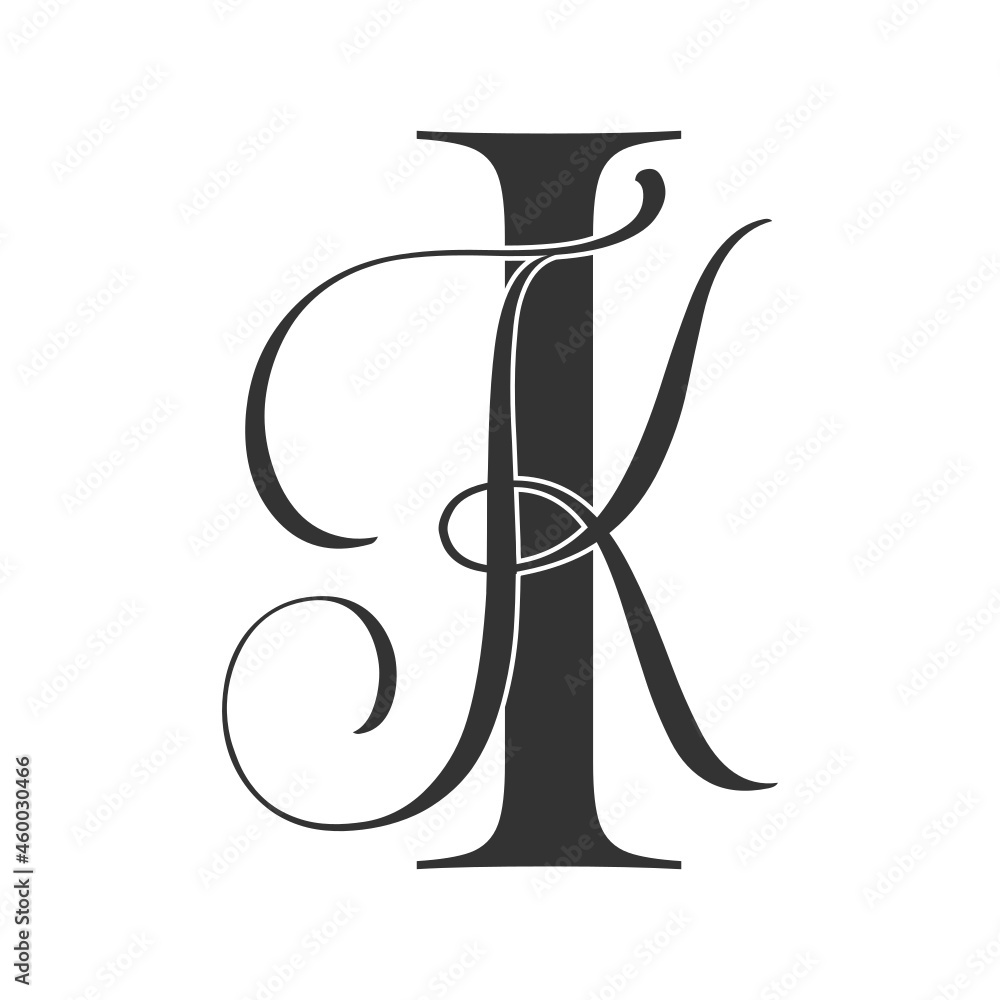 ik, ki, monogram logo. Calligraphic signature icon. Wedding Logo ...
