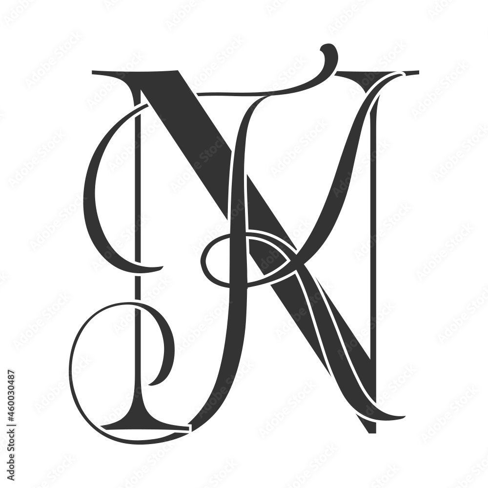 nk, kn, monogram logo. Calligraphic signature icon. Wedding Logo ...