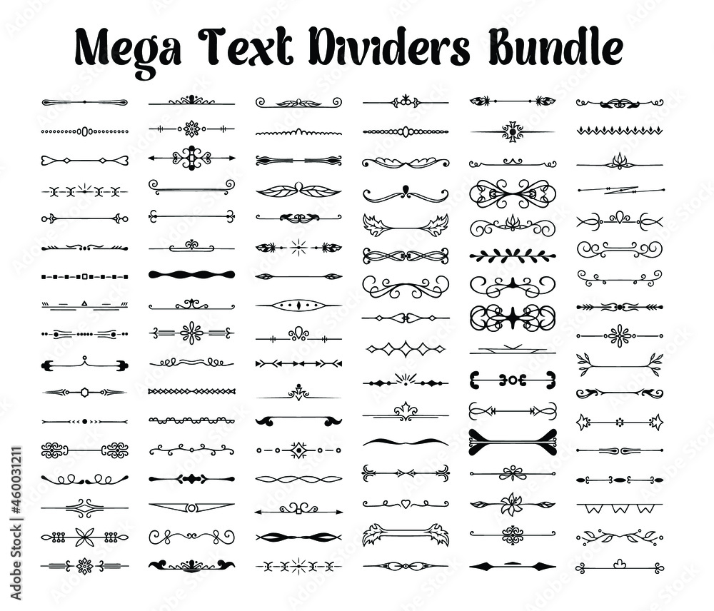 Mega Set of flourish dividers, Text dividers, line separator ...