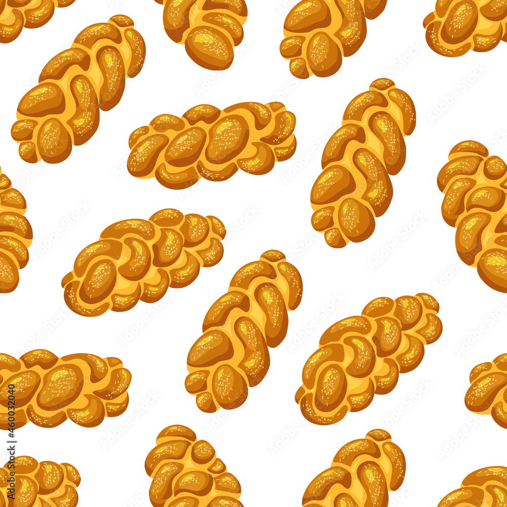 Holiday jewish braided loaf Challah seamless pattern. Saturday bread on ...