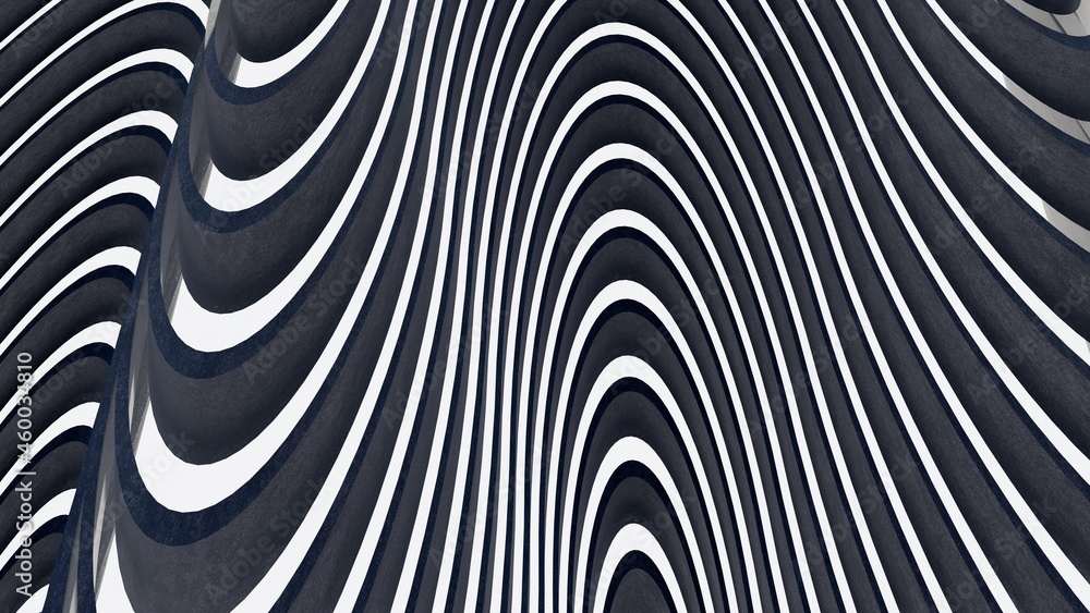 Abstract black and white background curve pattern in design 3d render ...