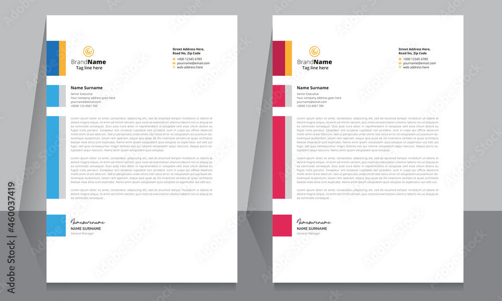 Letterhead format template, business style letterhead design template ...