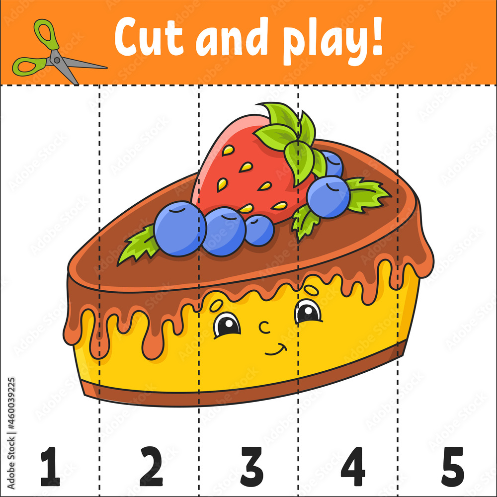 Learning numbers 1-5. Cut and play. Education worksheet. Game for kids ...