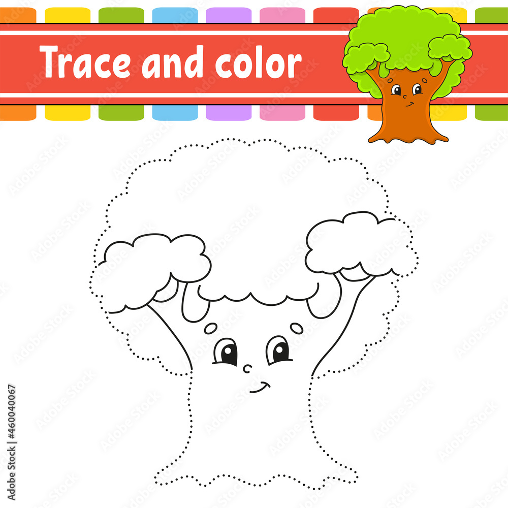 Trace and color. Coloring page for kids. Handwriting practice ...
