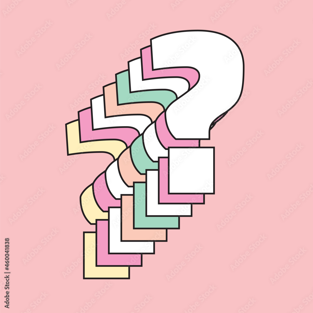 Retro 3d pastel question png sign typography Stock Vector | Adobe Stock