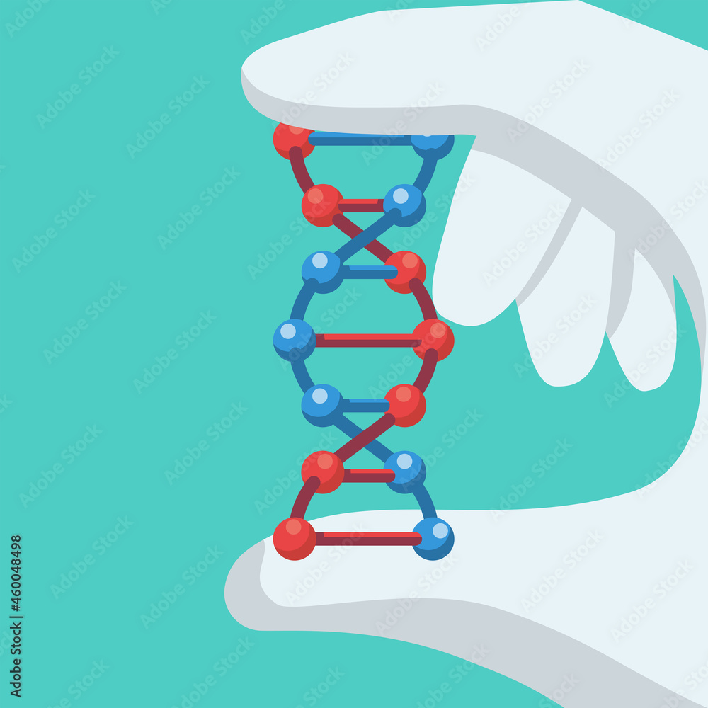 DNA structure holding doctor in hand. DNA icon. Vector illustration ...