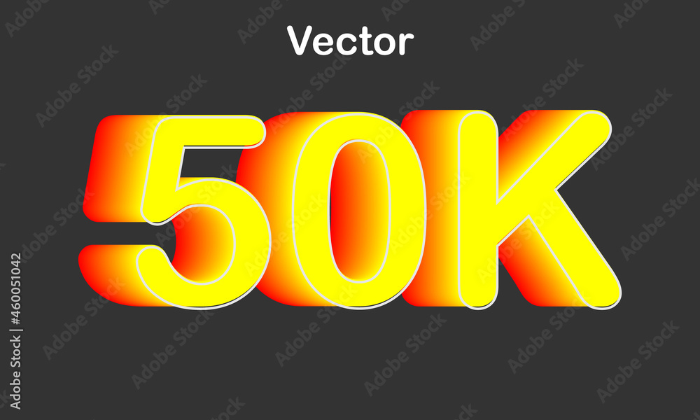 50k 3d text effect to 50k with overlapping 3d numbers 3d vector 50k ...