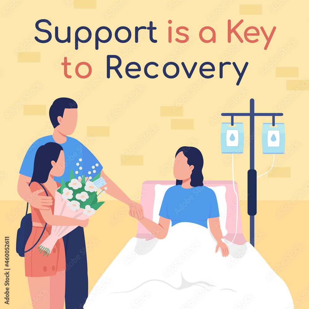 Hospital patient social media post mockup. Support is key to recovery ...