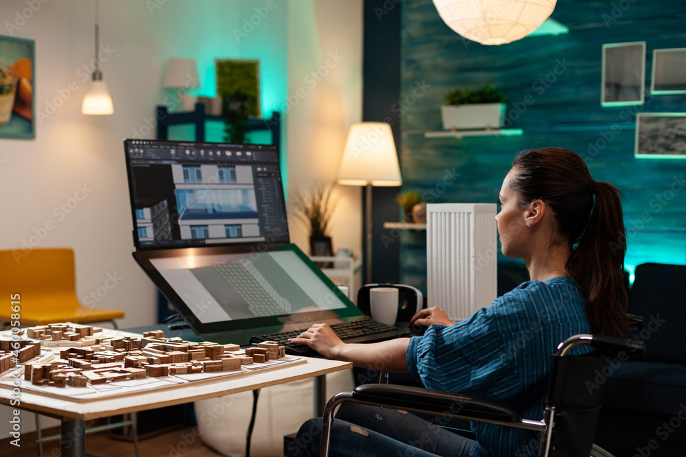 Architectural construction engineer designing plan at workplace for ...