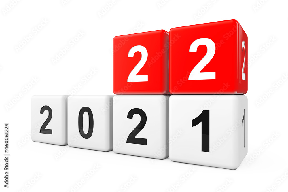 Blocks with the transition from year 2021 to 2022. 3d Rendering Stock ...