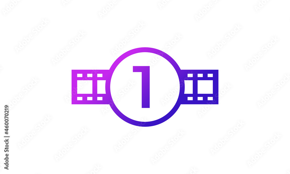 Number 1 Circle with Reel Stripes Filmstrip for Film Movie Cinema ...
