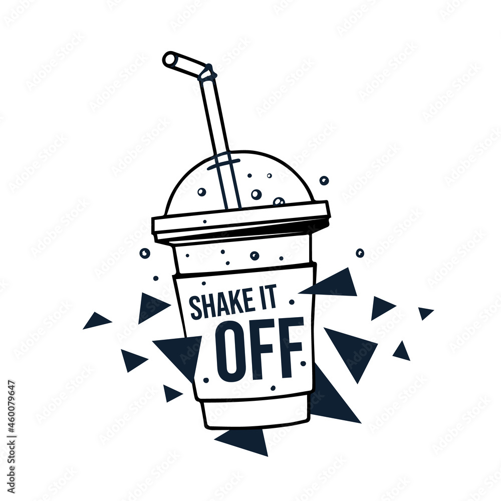 Vector Summer Illustration of Black and White Color Cocktail Glass with ...