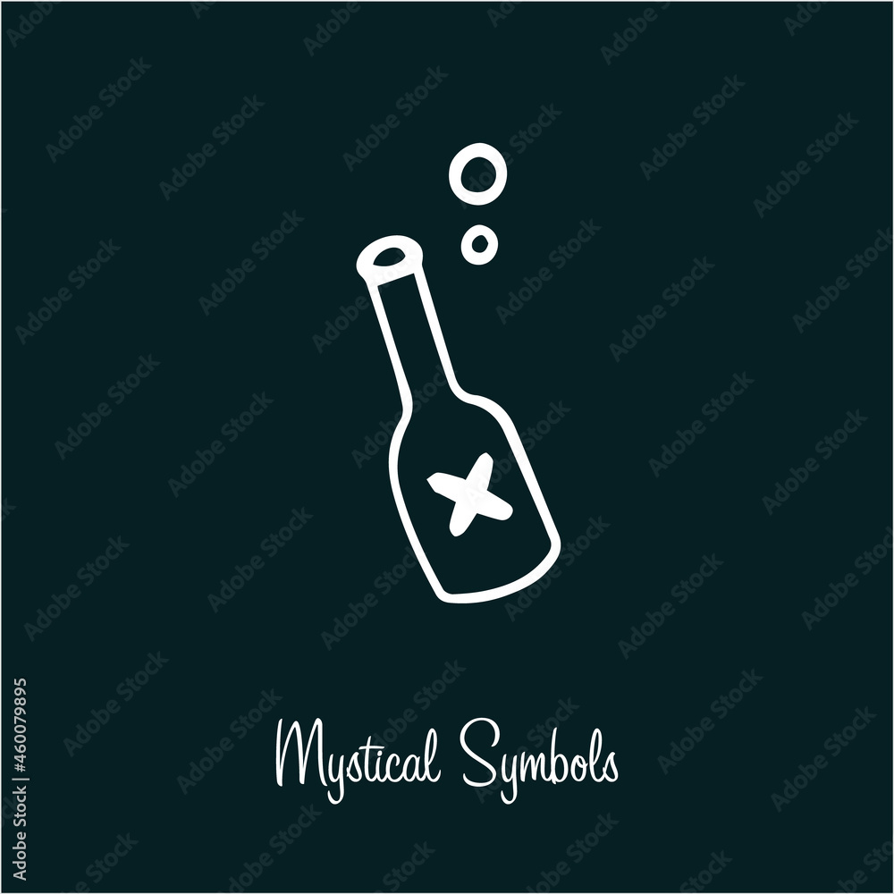 Mystical spiritual symbol bottle bubbles poison, style old school ...