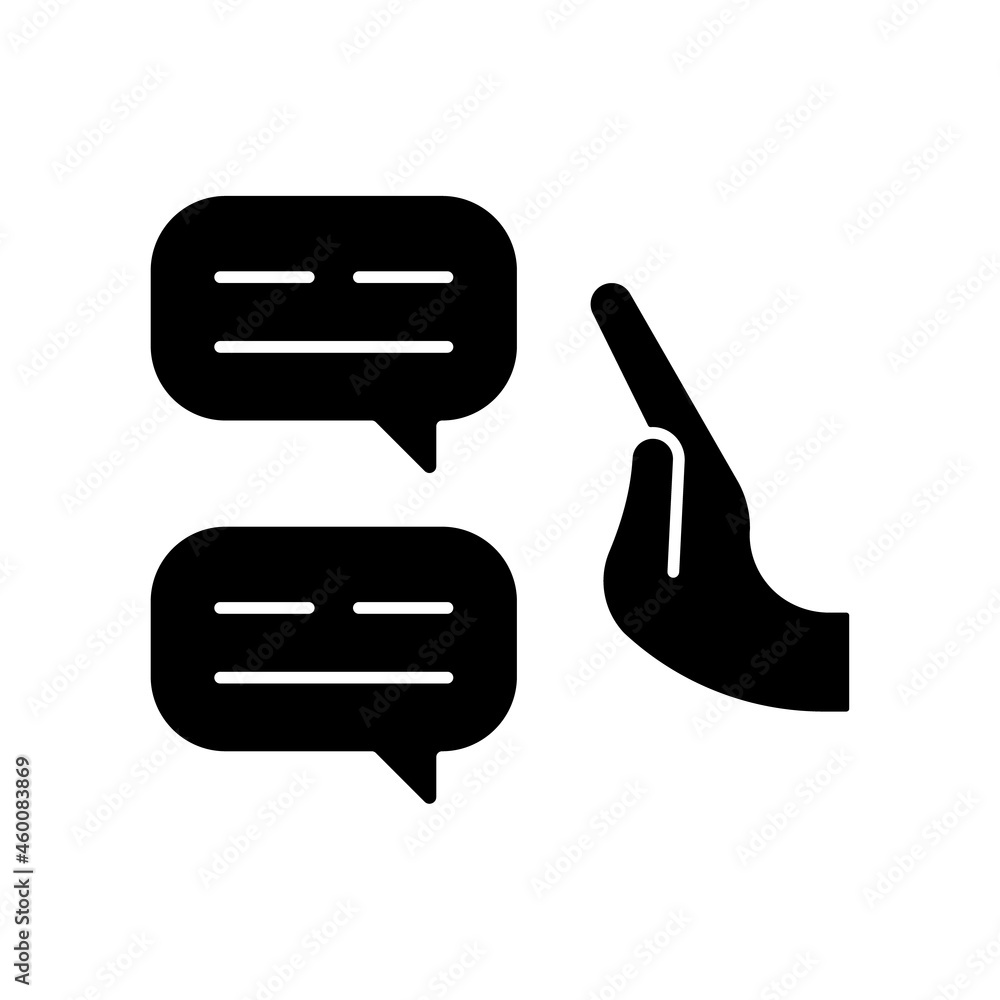 Sceptical view black glyph icon. Scepticism. Doubting and questioning ...