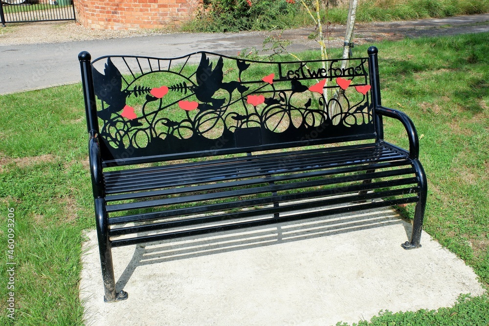 Lest we forget bench seat to remember those who served in wartime ...