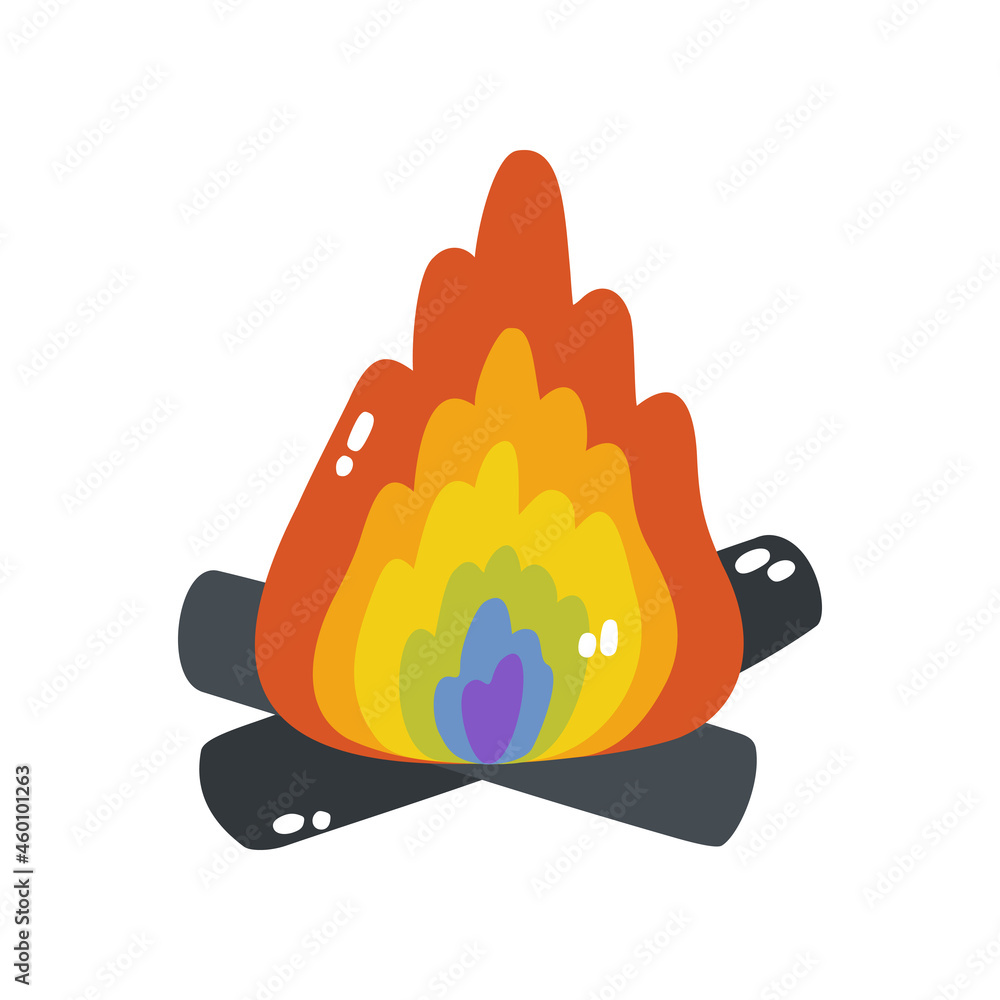 Rainbow Bonfire - LGBTQ. Vector illustration of a campfire isolated on ...