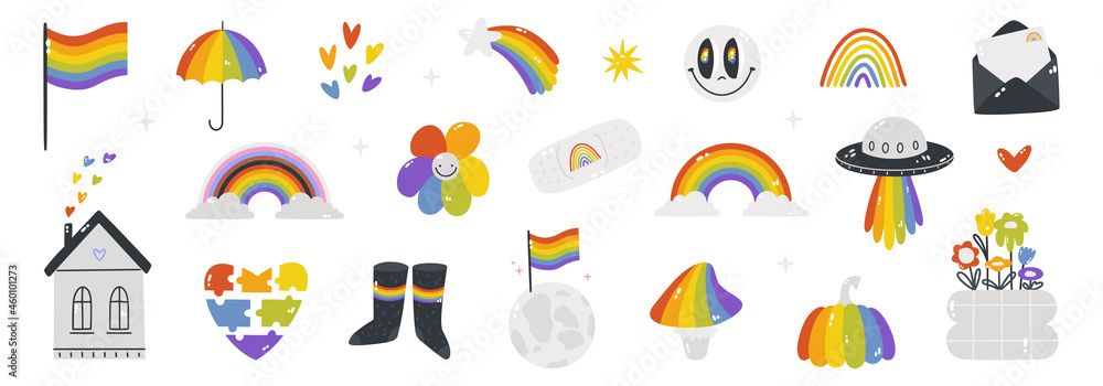 Grafika wektorowa Stock: Big set of LGBTQ stickers. Collection of icons ...
