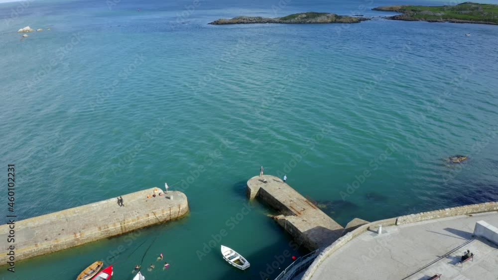Coliemore Harbour, Dalkey, Dublin, Ireland, September 2021. Drone ...