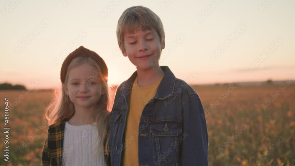 Kids portrait. Beautiful siblings. Faces of wonderful two children ...