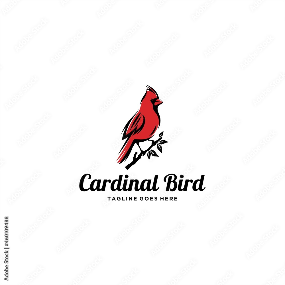 Cardinal Bird Red Logo Design Vector Image Stock Vector | Adobe Stock