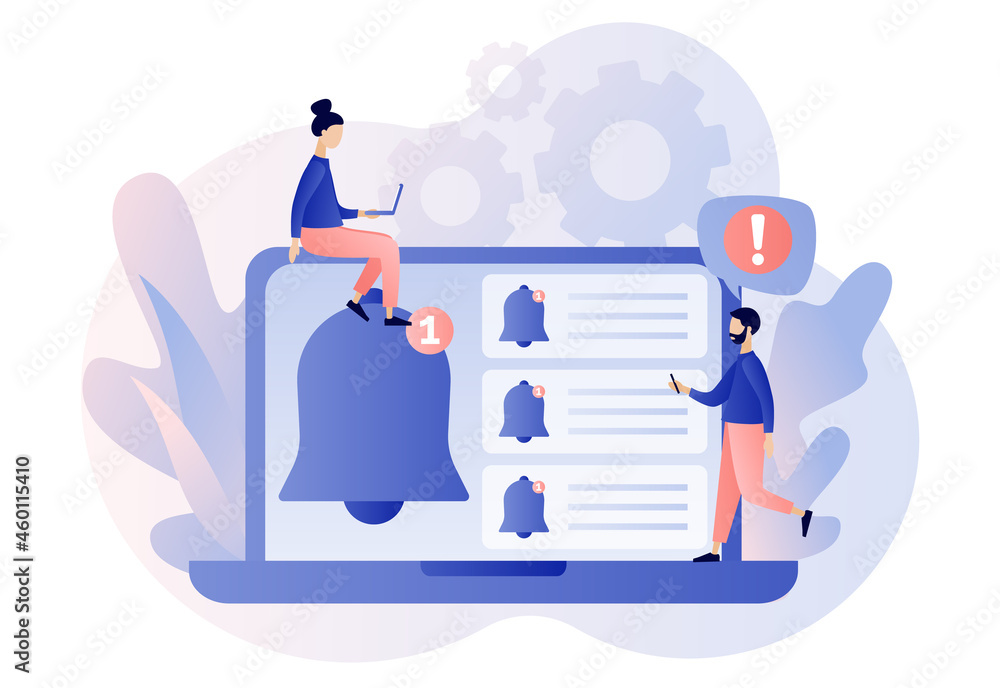 Notifications. Ring bell as reminder pop up. Tiny people get chat ...