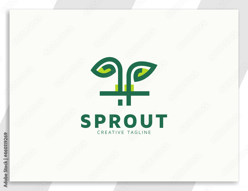Sprout plant with leaves and root flat logo design Stock Vector | Adobe ...