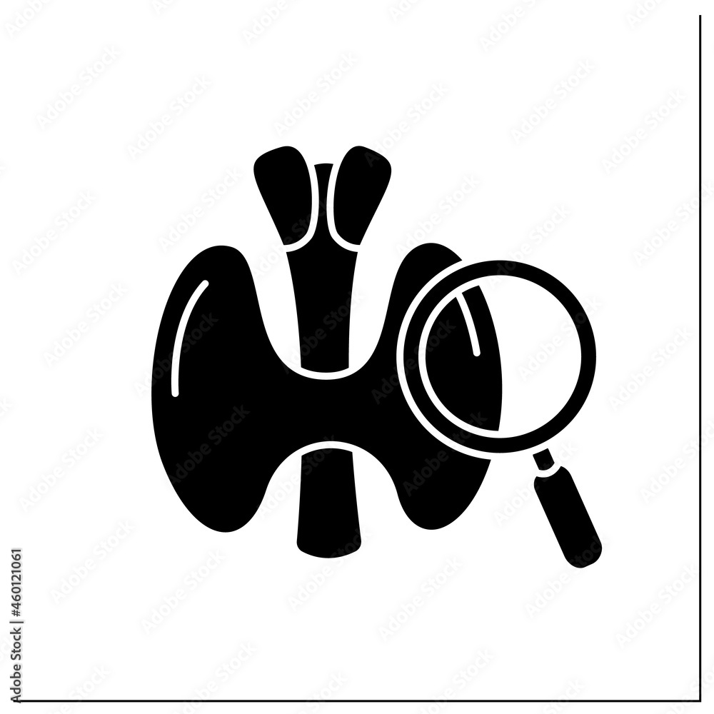 Thyroid glyph icon. Endocrine glands in neck examination. Finding ...