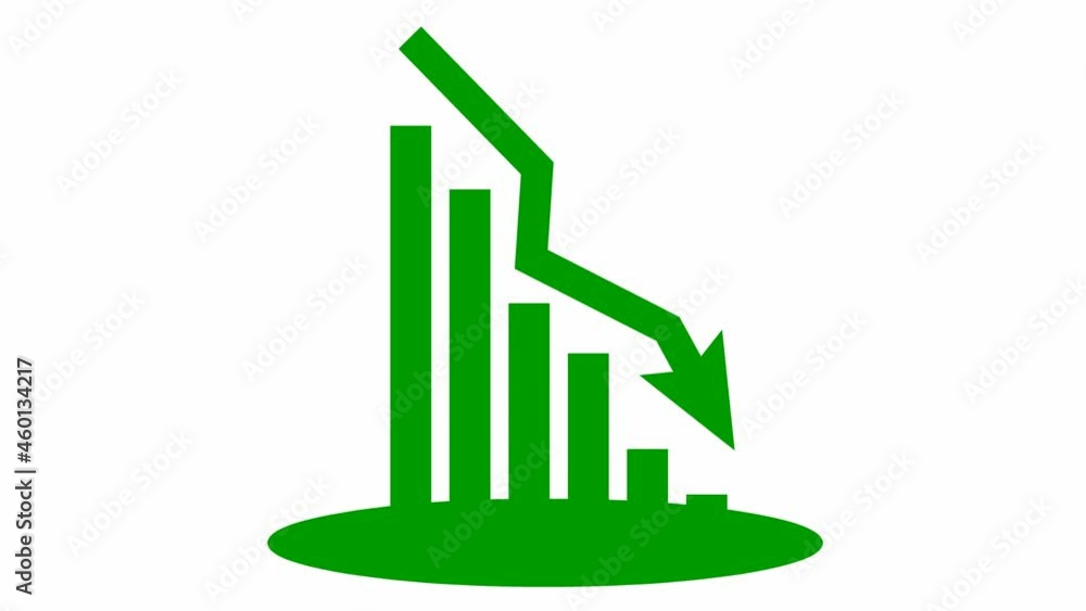 Vidéo Stock Animated green chart of financial decline with a trend line ...