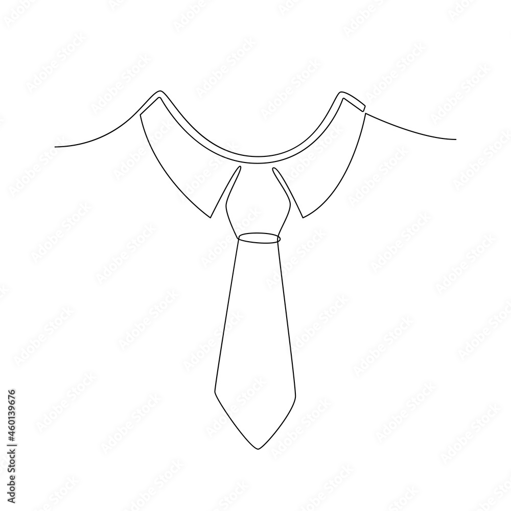Tie drawing vector, continuous single one line art style isolated on ...