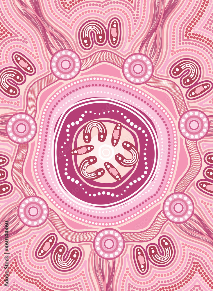 Pink Aboriginal Dot Painting - Vector Stock Vector | Adobe Stock