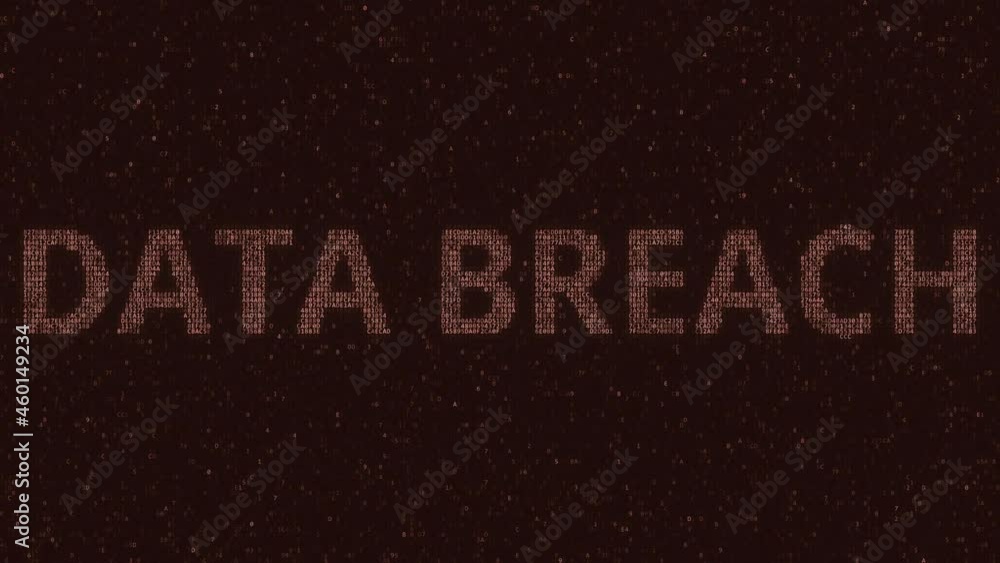 DATA BREACH text made with many symbols on computer screen, 3d animation Stock ビデオ | Adobe Stock