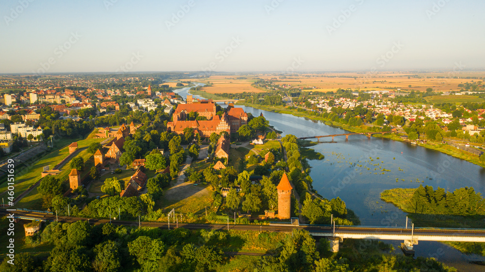 Malbork,Poland. Aerial photo from drone to Medieval Malbork ( Zamek w ...