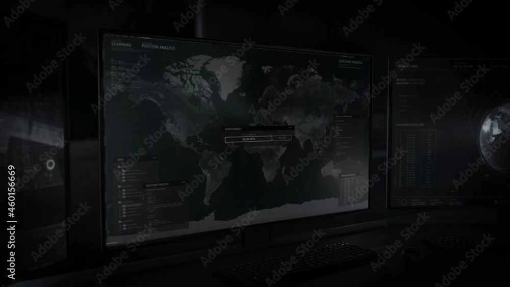 Interface of the world map analyzing tech. Interface of the modern ...